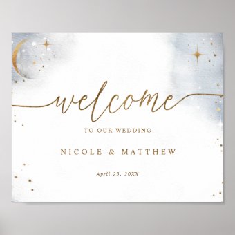 Elegant Celestial Wedding Welcome Sign | Zazzle