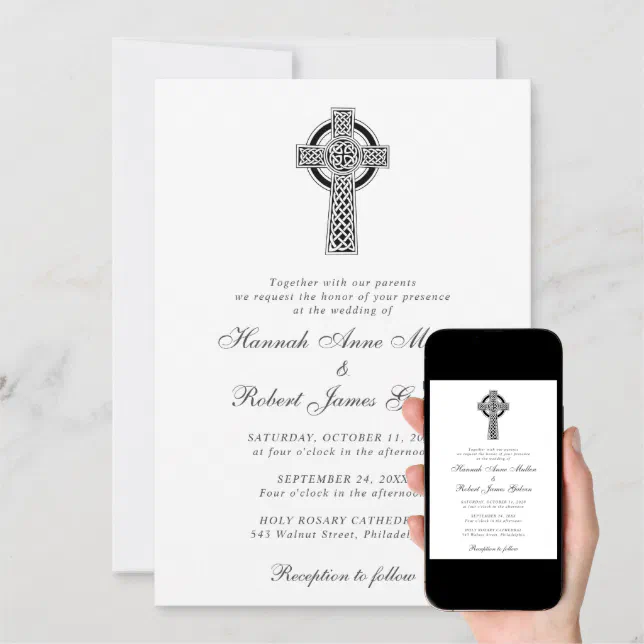 Elegant Celtic Cross Wedding Invitation | Zazzle
