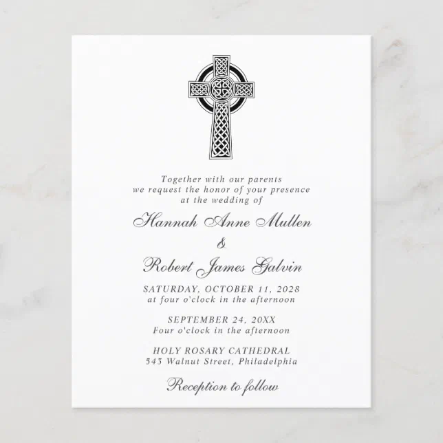 Elegant Celtic Cross Wedding Invitation | Zazzle