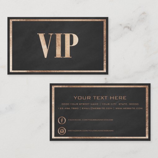 Elegant chalk black rose gold VIP card club member | Zazzle