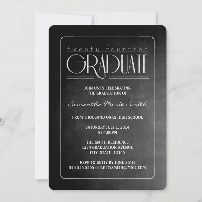 Elegant Chalkboard Graduation Invite | Zazzle