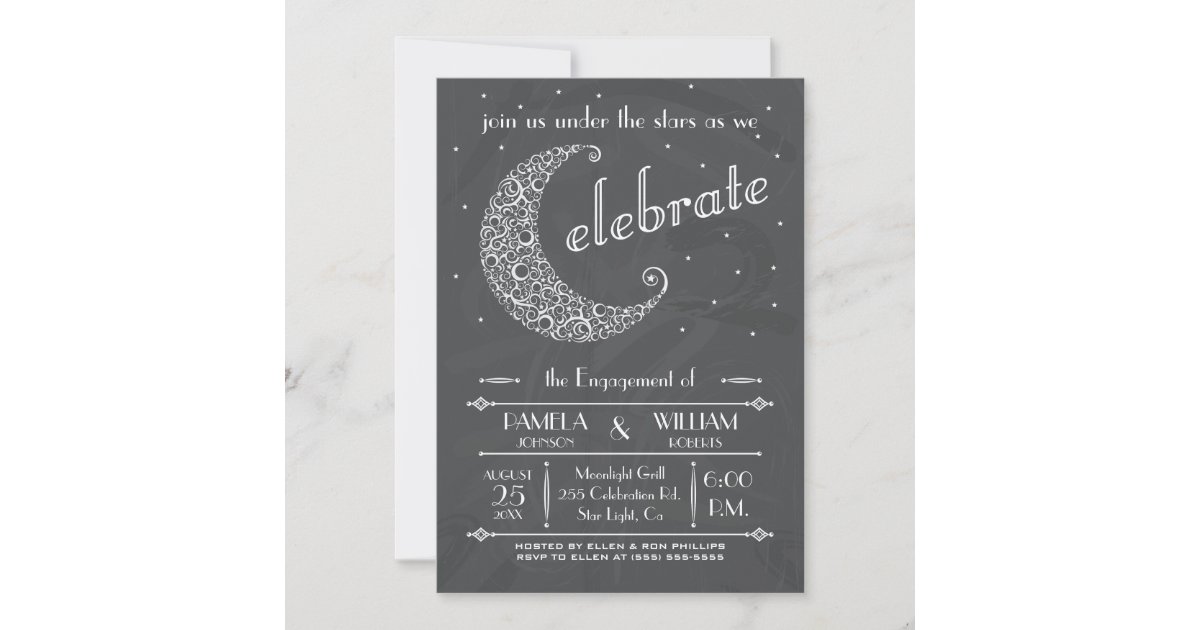 Elegant Chalkboard Moon Celebration Invitation | Zazzle