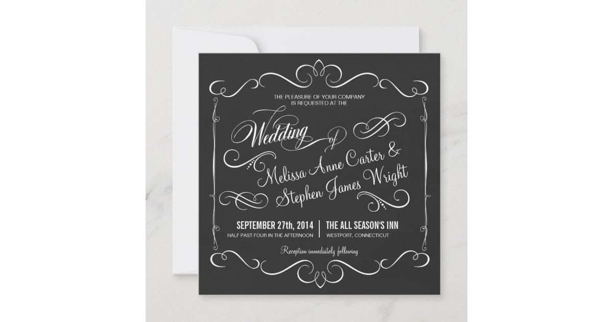 Elegant Chalkboard Square Wedding Invitations | Zazzle