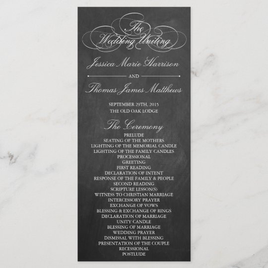 Elegant Chalkboard Wedding Program Template | Zazzle