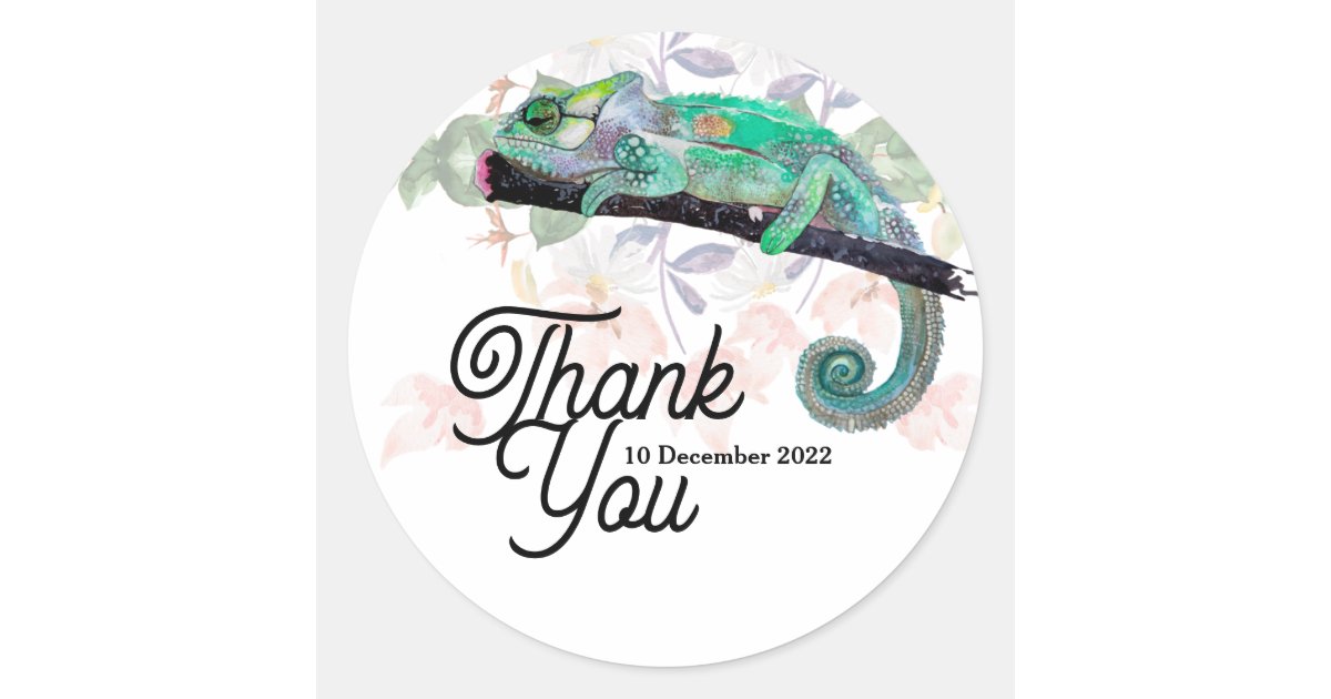 Elegant Chameleon Painted Personalised Sticker | Zazzle