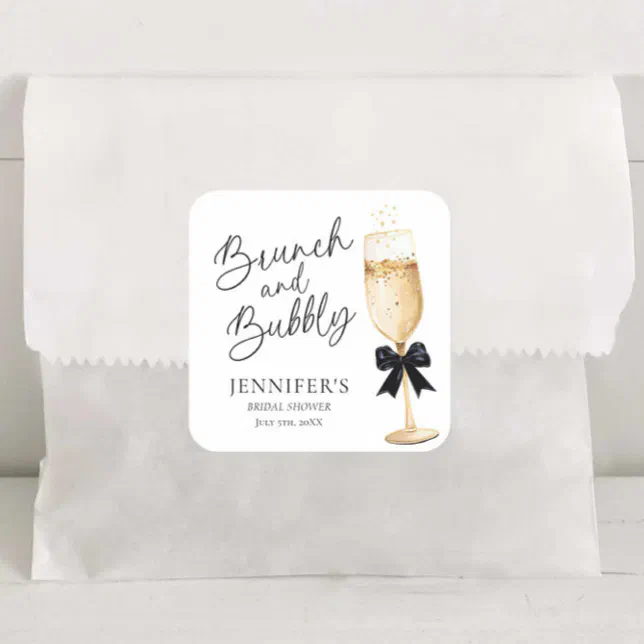 Elegant Champagne Bridal Shower Sticker | Zazzle