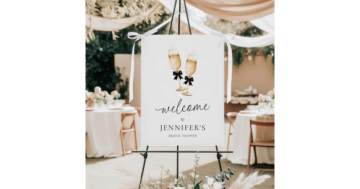Elegant Champagne Brunch and Bubbly Welcome Sign | Zazzle