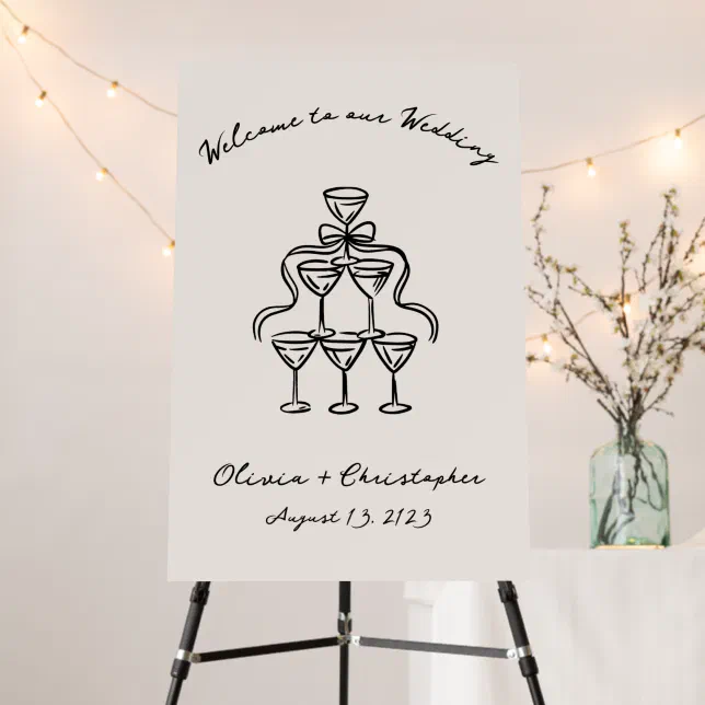 Elegant Champagne Coquette Wedding Welcome Sign | Zazzle