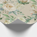 Elegant Champagne Cream Floral Botanical Wedding Wrapping Paper | Zazzle