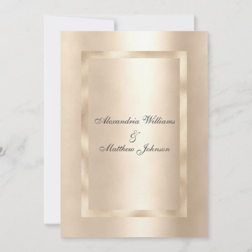 Elegant Champagne Gold Glamour Luxury Wedding Invitation | Zazzle