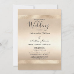 Elegant Champagne Gold Glamour Luxury Wedding Invitation | Zazzle