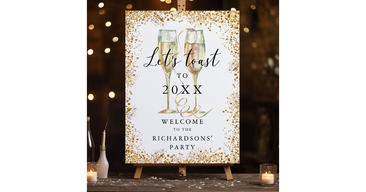 Elegant Champagne Gold Glitter Welcome Sign | Zazzle