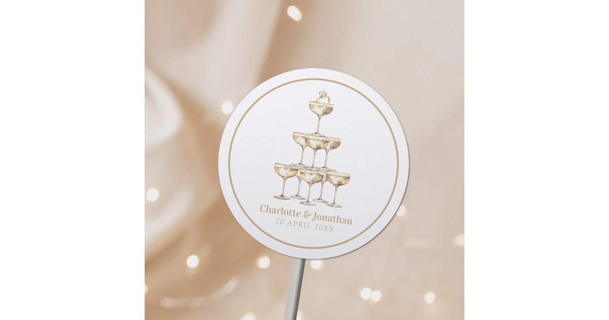 Elegant Champagne Stylish Retro Classic Round Sticker | Zazzle