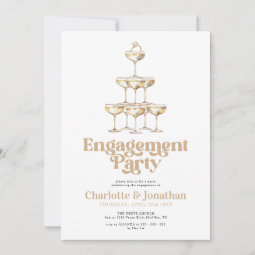 Elegant Champagne Stylish Retro Engagement Party Invitation | Zazzle