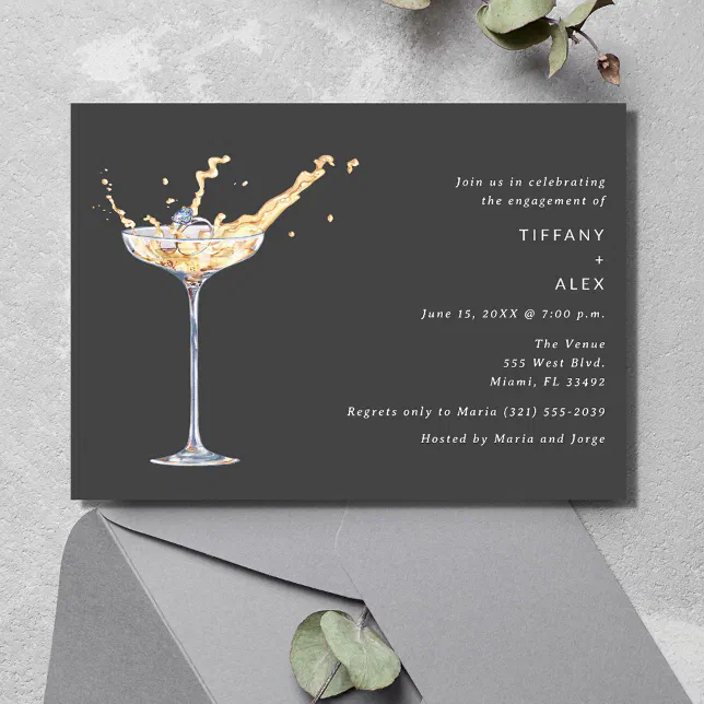 Elegant Champagne Toast Photo Engagement Party Invitation | Zazzle