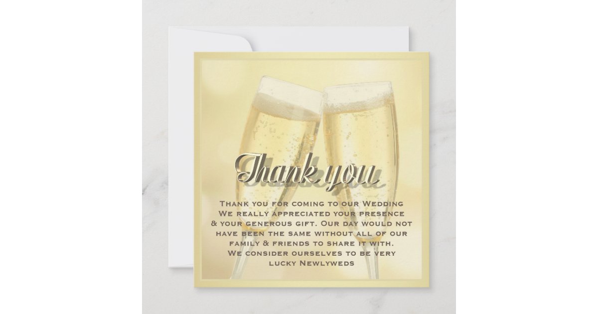 Elegant Champagne Toast Photo Wedding Thank You Note Card | Zazzle