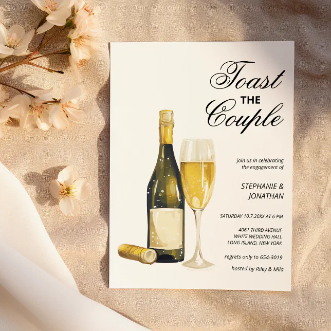 Elegant champagne toast the couple Engagement Invitation | Zazzle