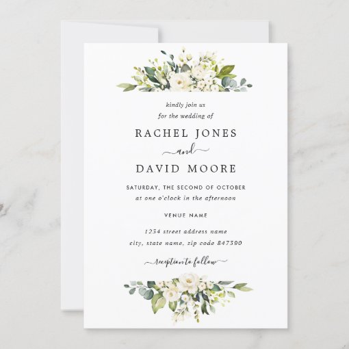 Elegant Champagne Watercolor Floral Wedding Invitation | Zazzle