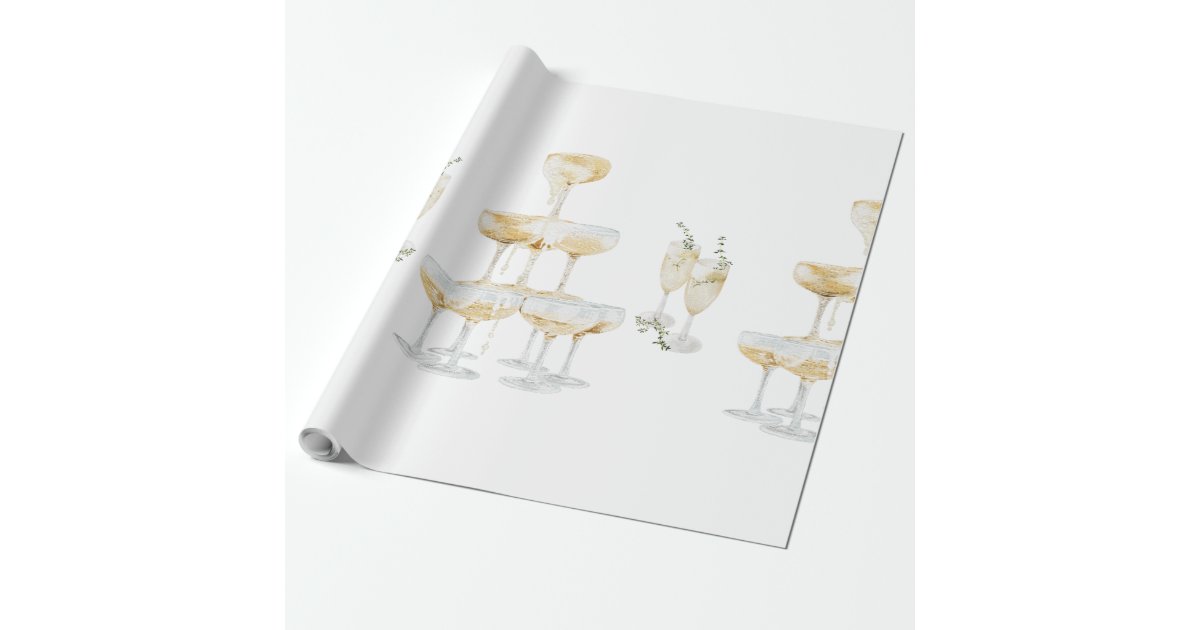 Elegant Champagne Wedding Roll Wrapping Paper | Zazzle