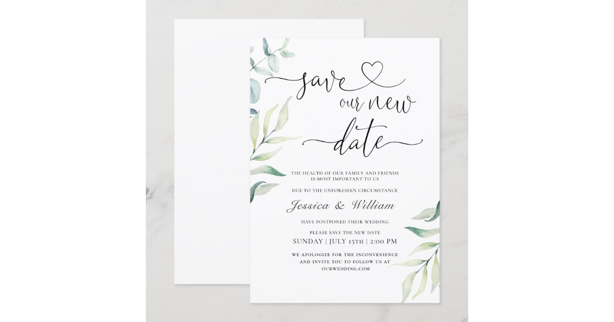 Elegant Change the Date Watercolor Modern Invitation | Zazzle