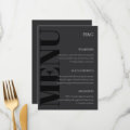 Elegant Charcoal Typography Monogram Wedding Menu | Zazzle