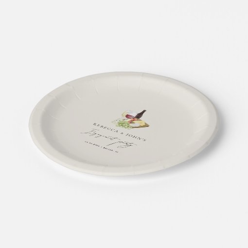 Elegant Charcuterie Wine & Cheese Engagement Party Paper Plates | Zazzle