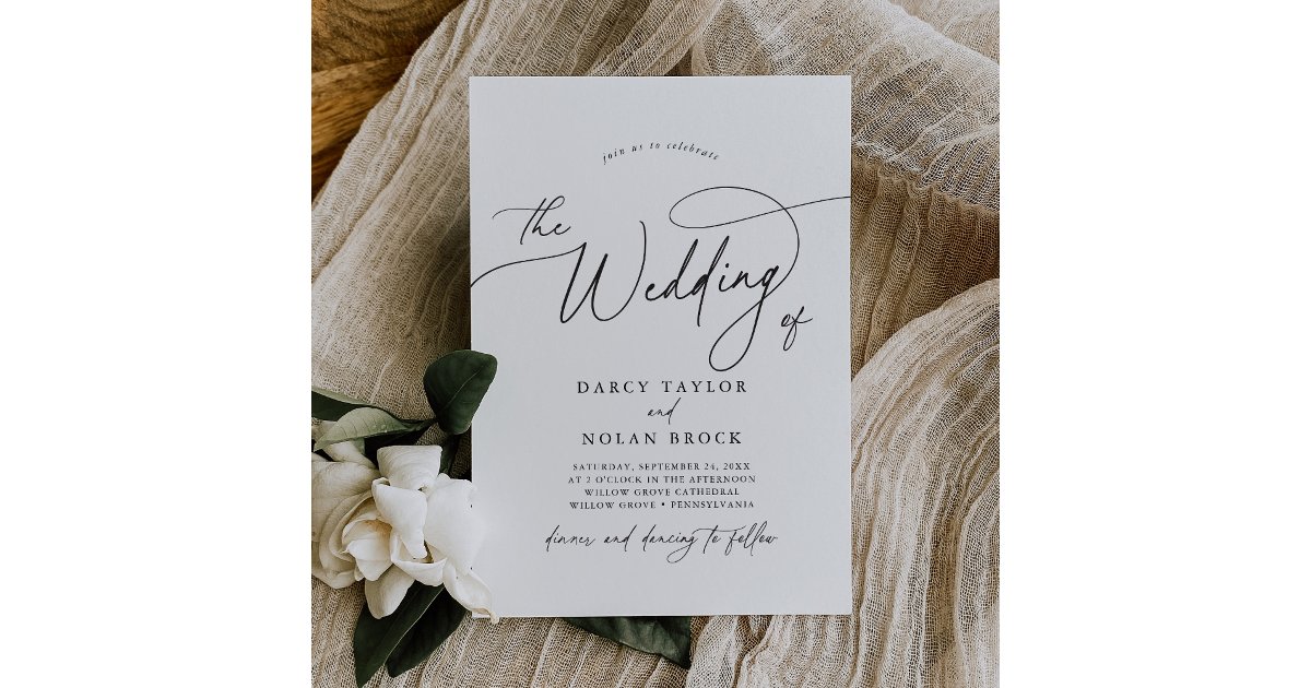 Elegant Charm Black and White Wedding Invitations | Zazzle