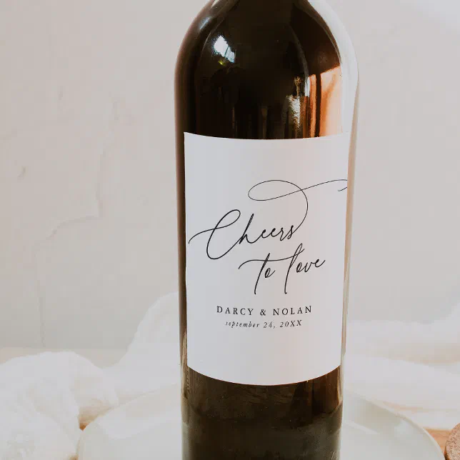 Elegant Charm Cheers to Love Wedding Wine Labels | Zazzle