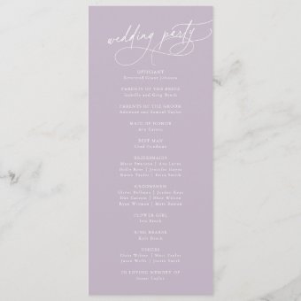 Elegant Charm Flat Lavender Purple Wedding Program | Zazzle
