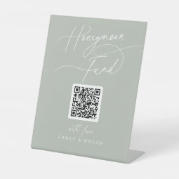 Elegant Charm Green QR Code Honeymoon Fund Sign | Zazzle