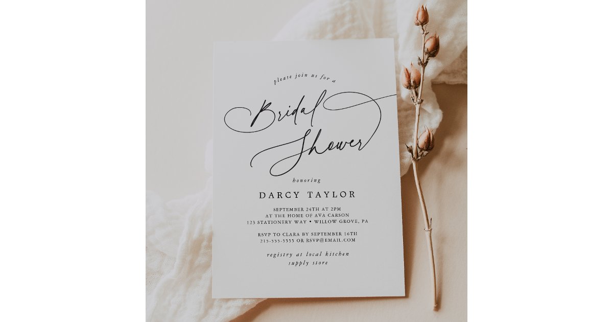 Elegant Charm Simple Bridal Shower Invitations | Zazzle