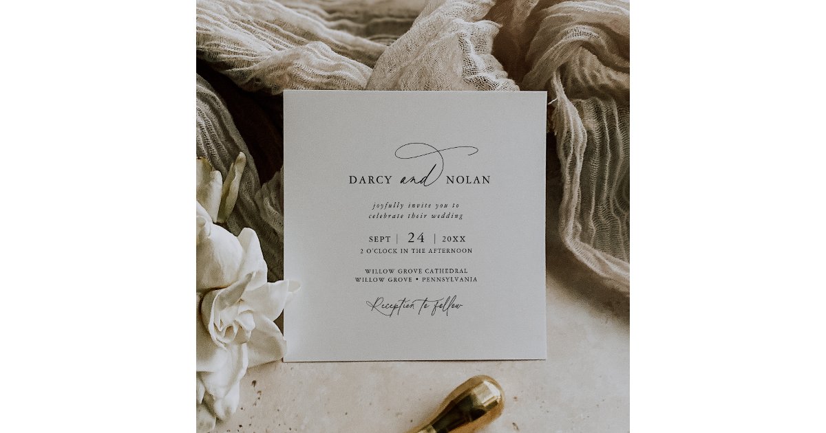 Elegant Charm Square Wedding Invitations | Zazzle