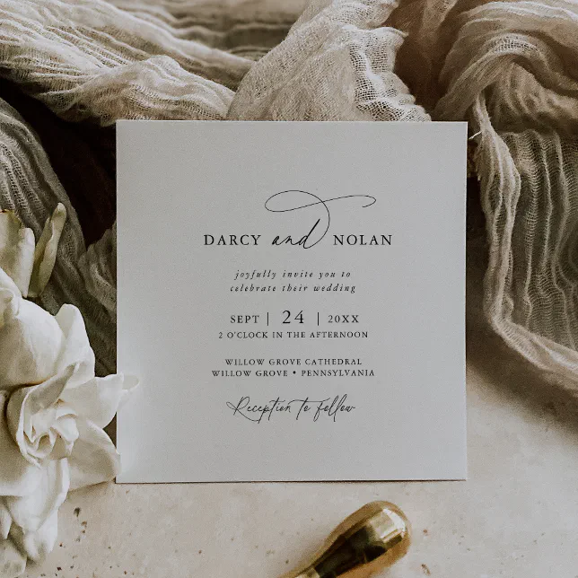 Elegant Charm Square Wedding Invitations | Zazzle