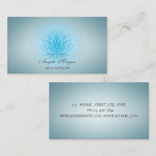 Elegant Charming Professional Blue Lotus Flower Business Card | Zazzle
