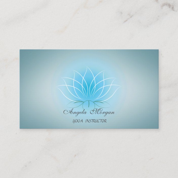 Elegant Charming Professional Blue Lotus Flower Business Card | Zazzle.com