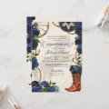Elegant Charro Blue Rose Western Boots Quinceanera Invitation | Zazzle
