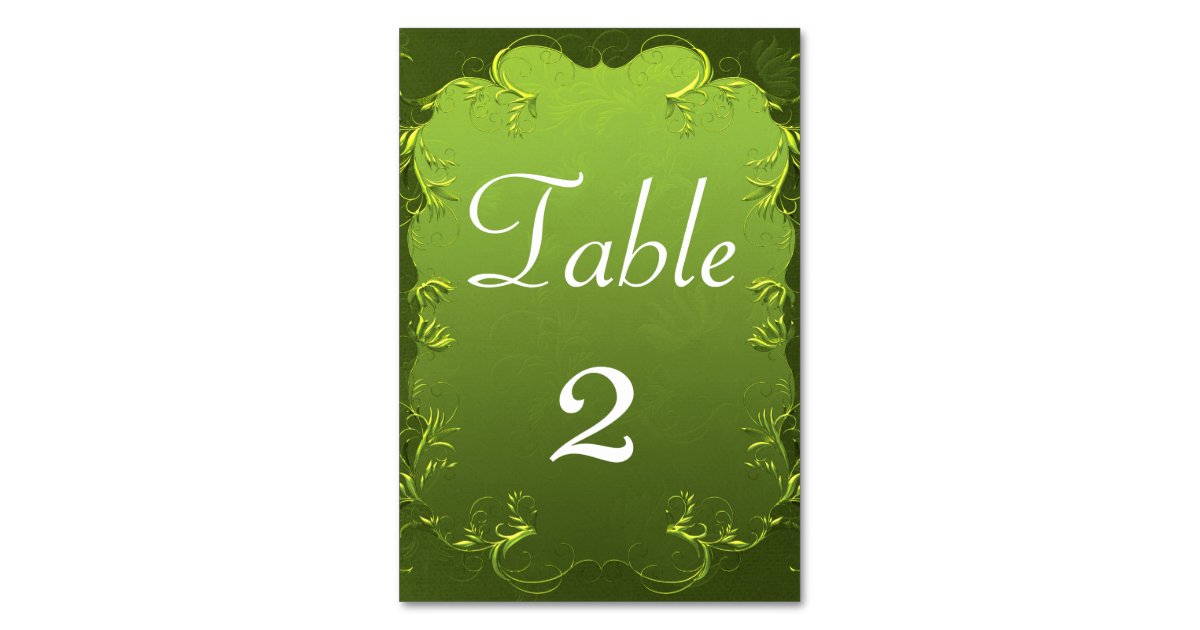 Elegant Chartreuse Blue Wedding Reception Table Number | Zazzle