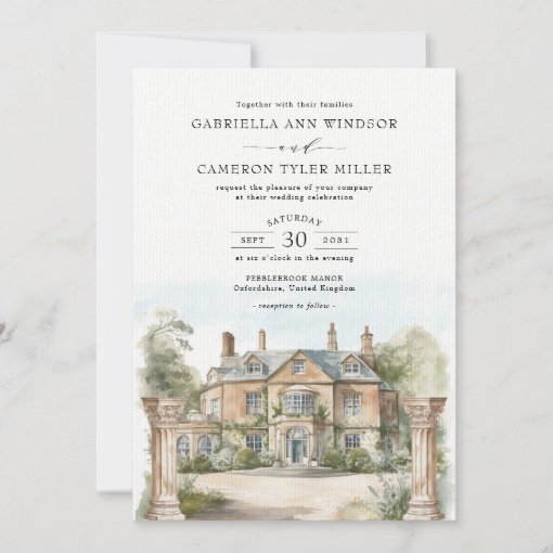 Elegant Chateau English Manor Destination Wedding Invitation | Zazzle