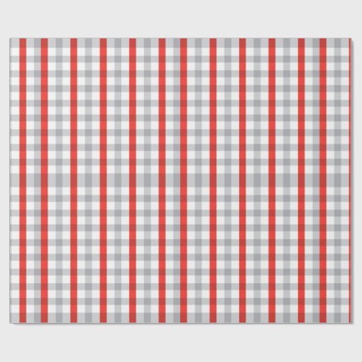 Elegant Checkered Pattern Of Gray And Red Lines Wrapping Paper | Zazzle
