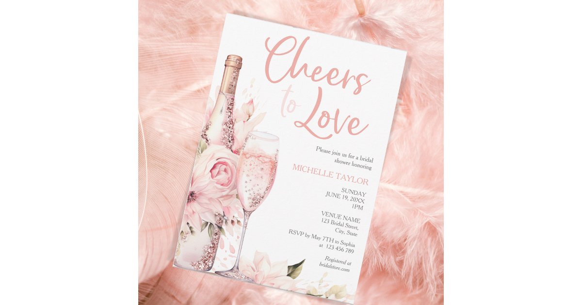 Elegant Cheers to Love Boho Blush Pink Summer Invitation | Zazzle
