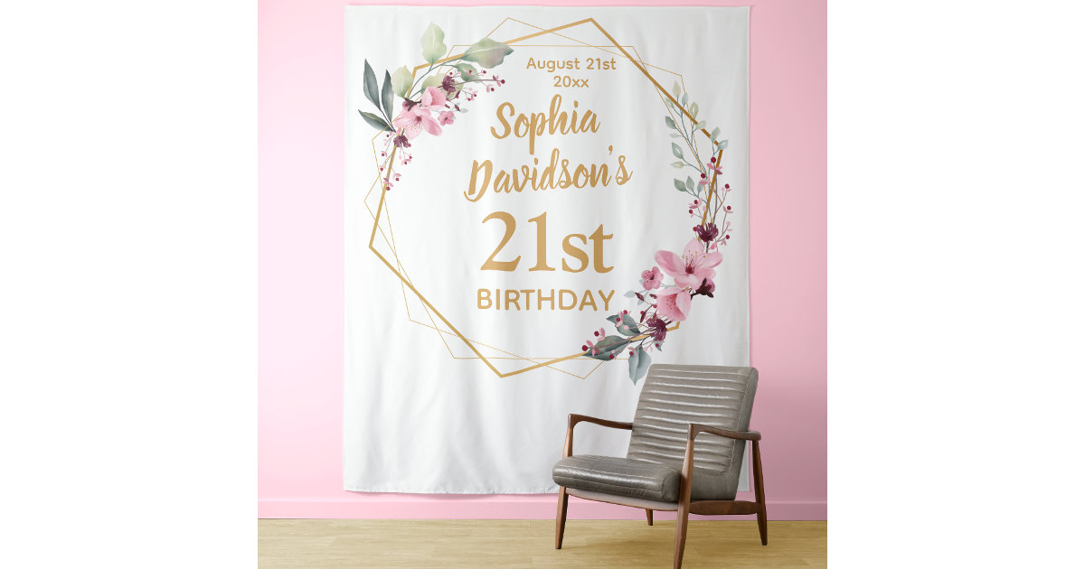 Elegant Cherry Blossom 21st Birthday Backdrop | Zazzle