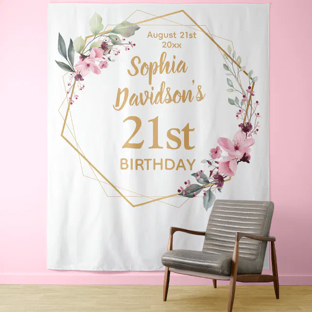 Elegant Cherry Blossom 21st Birthday Backdrop | Zazzle