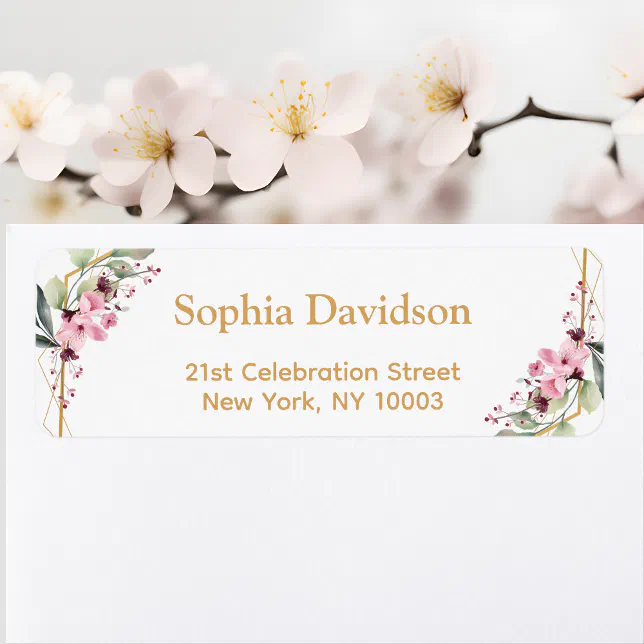 Elegant Cherry Blossom Return Address Labels | Zazzle