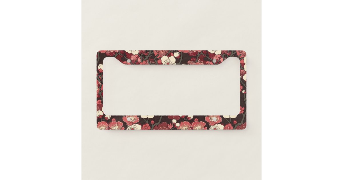 Elegant Cherry Blossom Seamless Pattern (16) License Plate Frame | Zazzle