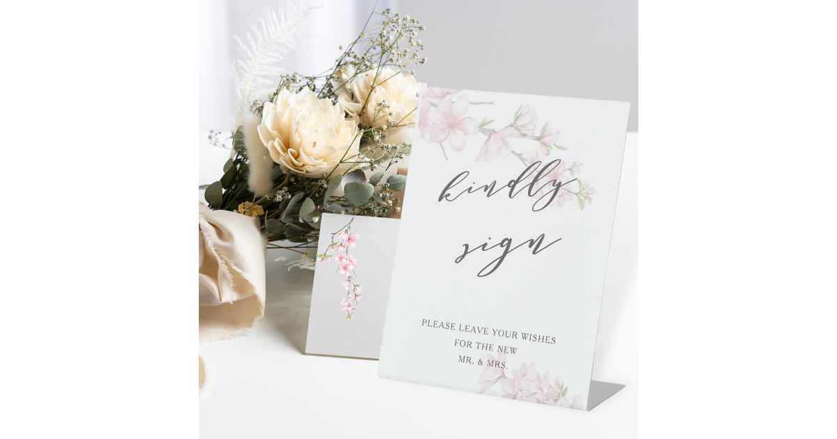 Elegant Cherry Blossom Wedding Kindly Sign | Zazzle