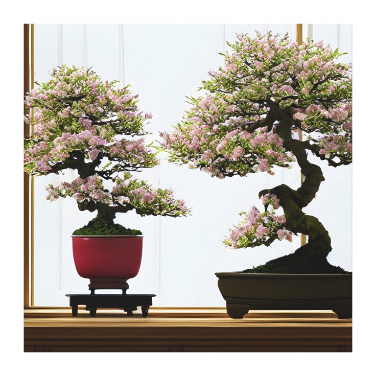 Elegant Cherry Bonsai Trees by Window Canvas Print | Zazzle