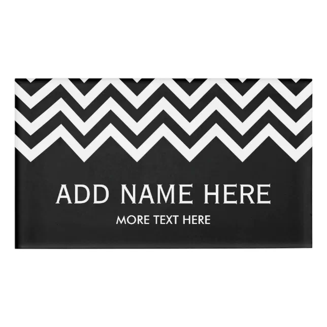 Elegant chevron pattern magnetic name tag badge | Zazzle