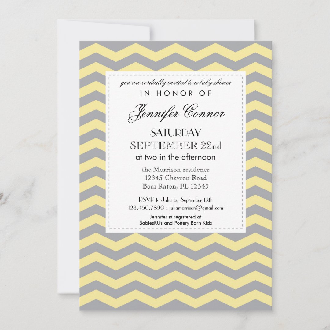 Elegant Chevron Unisex Baby Shower Invitation | Zazzle