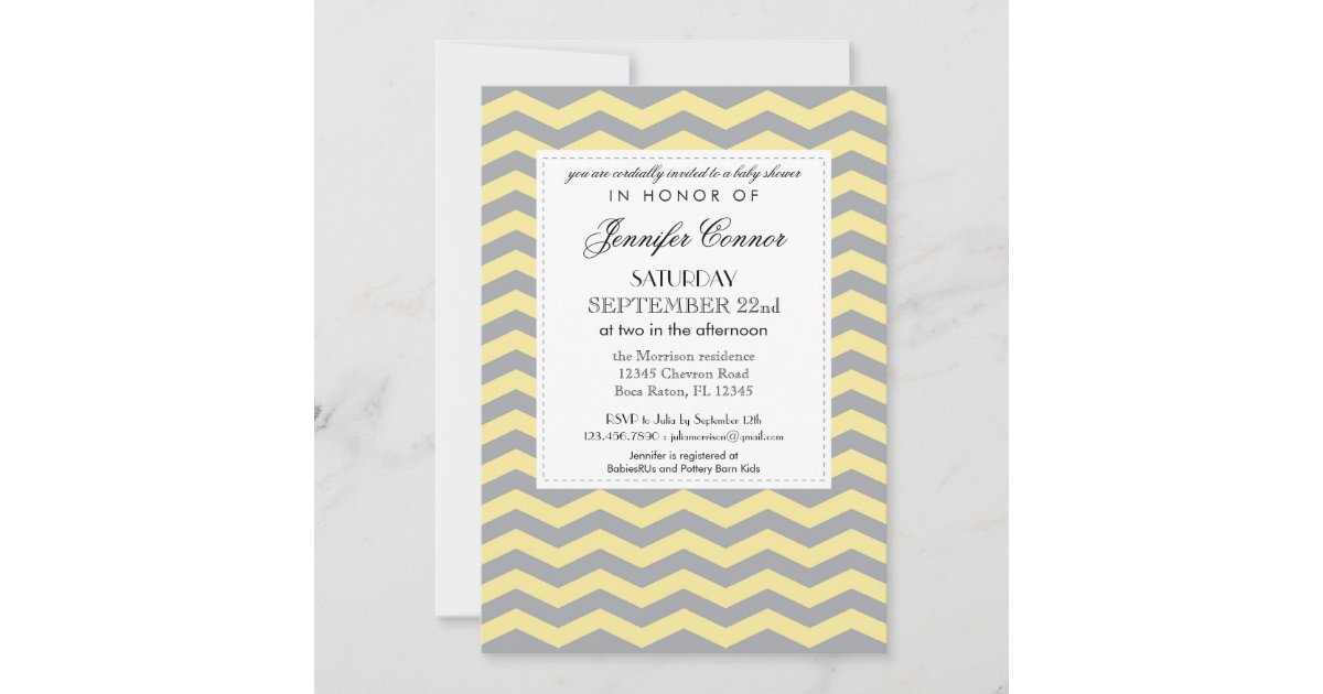 Elegant Chevron Unisex Baby Shower Invitation | Zazzle