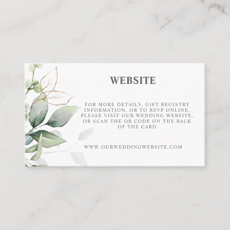 Elegant chic airy eucalyptus QR Code website Enclosure Card | Zazzle